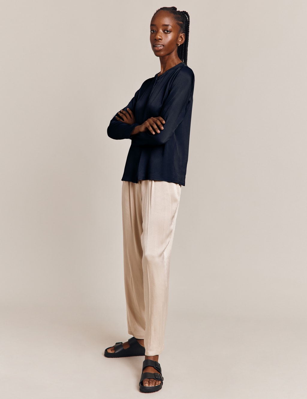 Satin Round Neck Collarless Blouse | Ghost | M&S