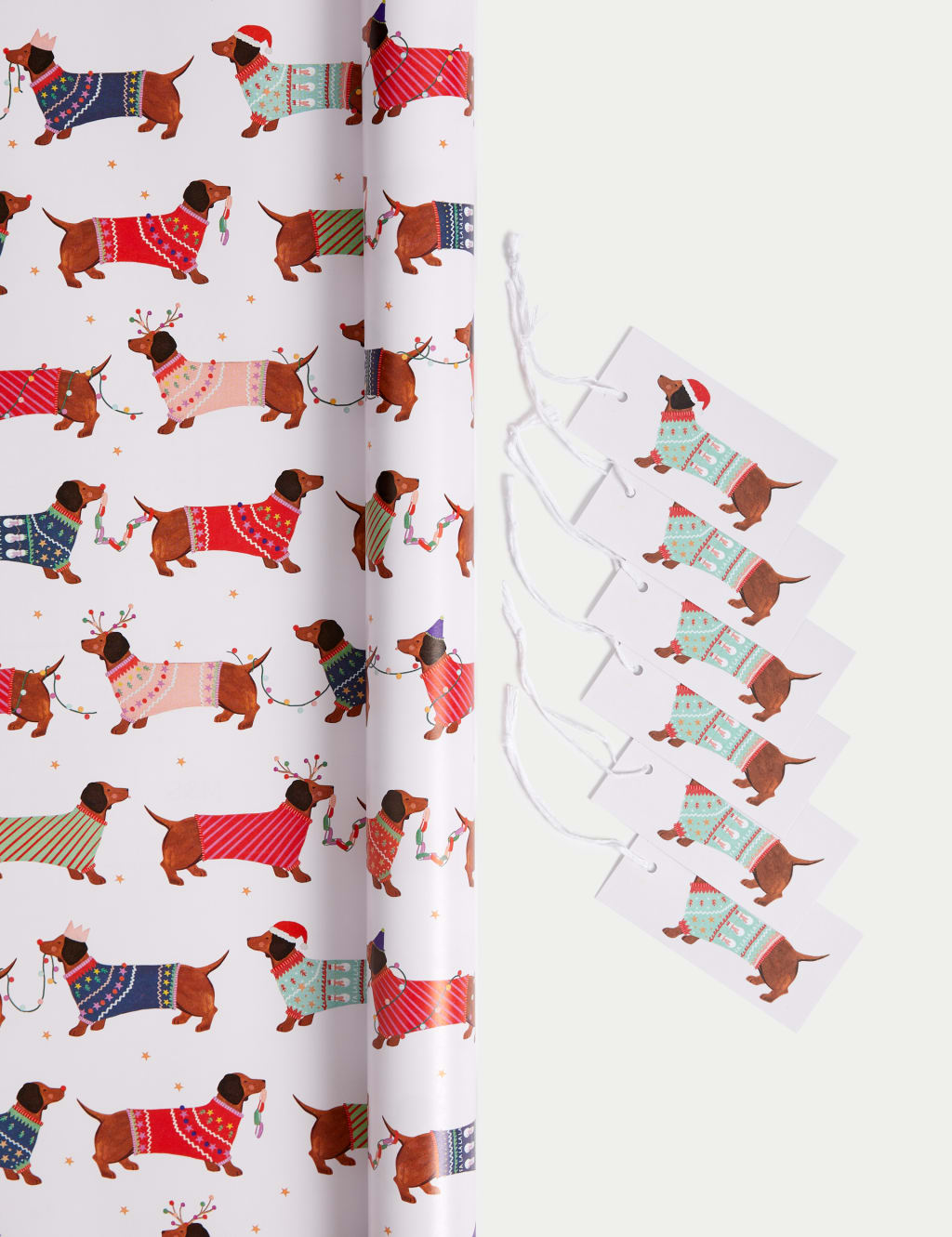 Sausage Dog 10M Christmas Gift Wrap & 6 Gift Tags | M&S