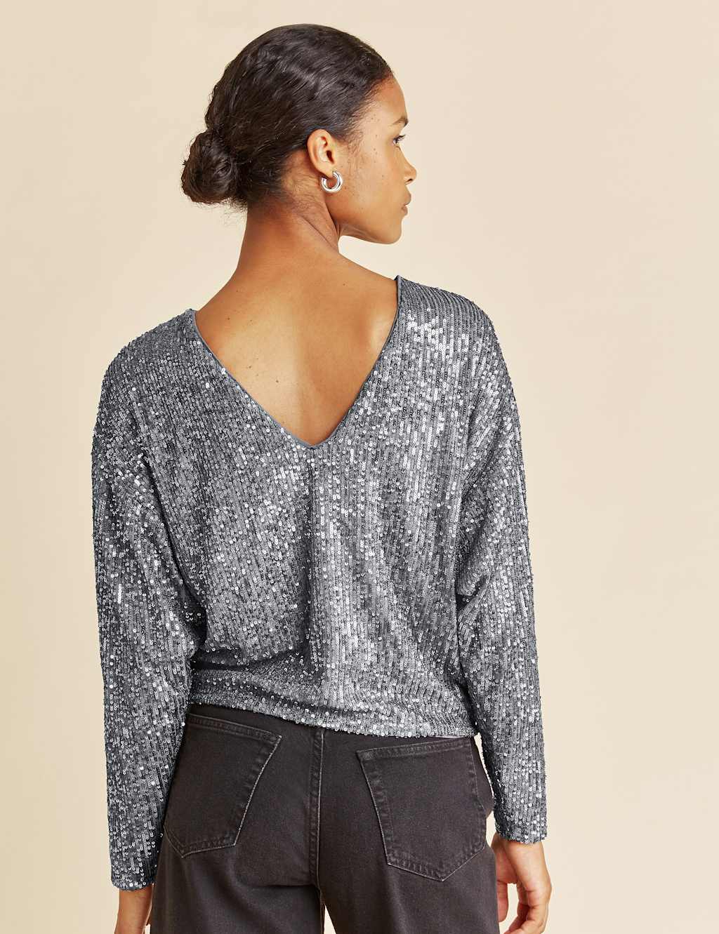 Sequin Slash Neck Top | Albaray | M&S