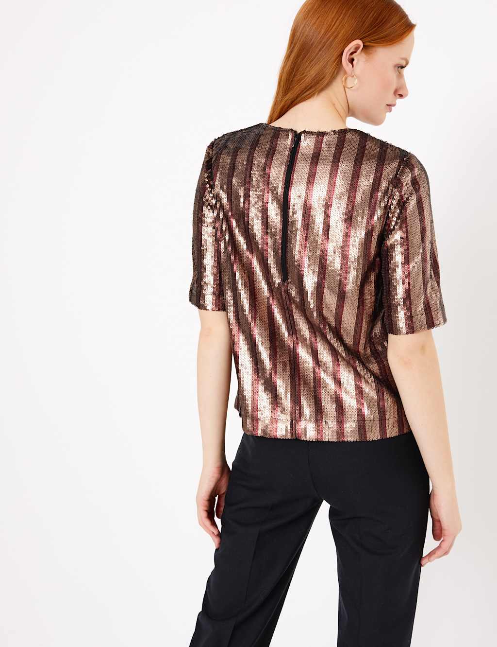 Sequin Striped Shell Top | Autograph | M&S