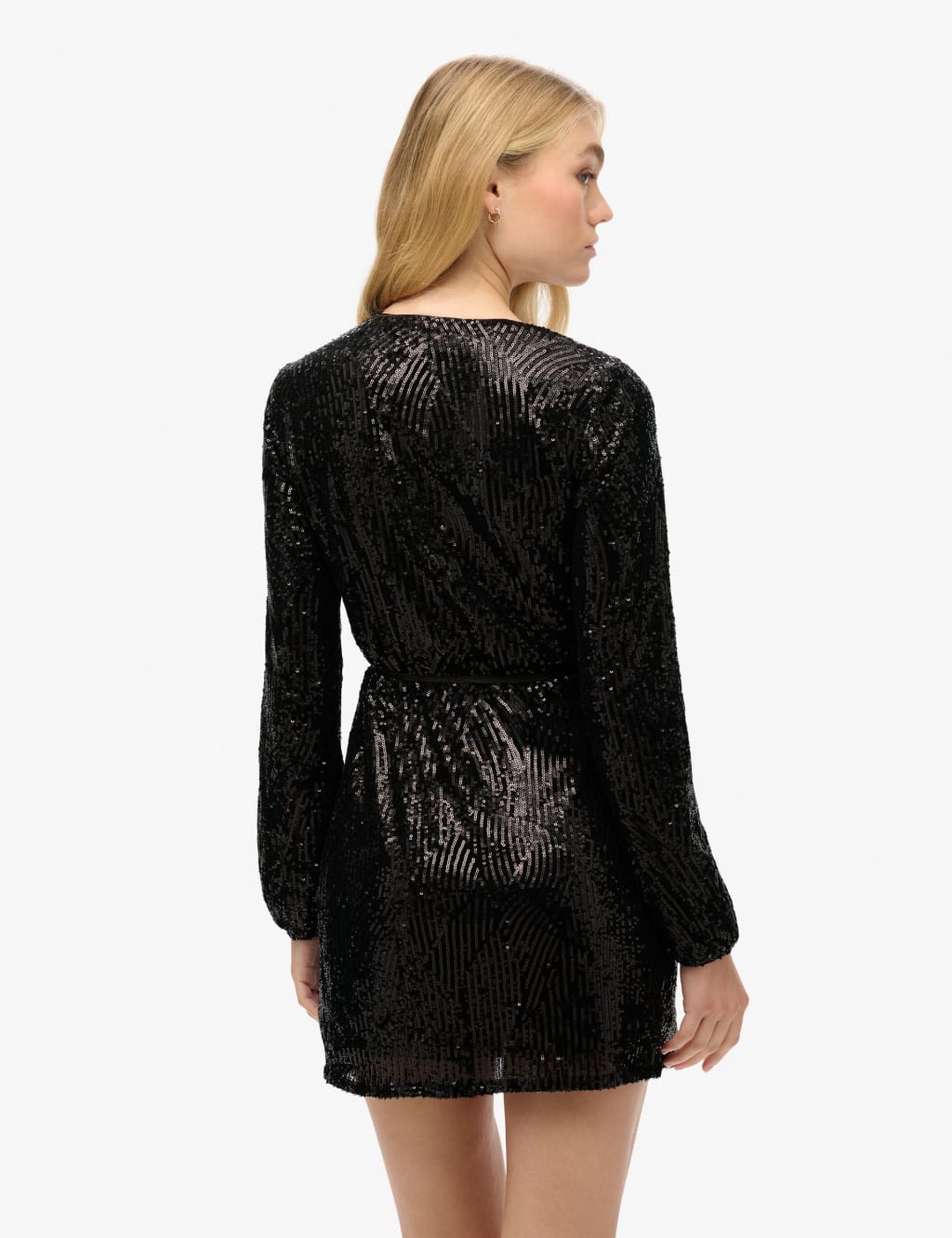 Sequin V-Neck Mini Wrap Dress | Superdry | M&S