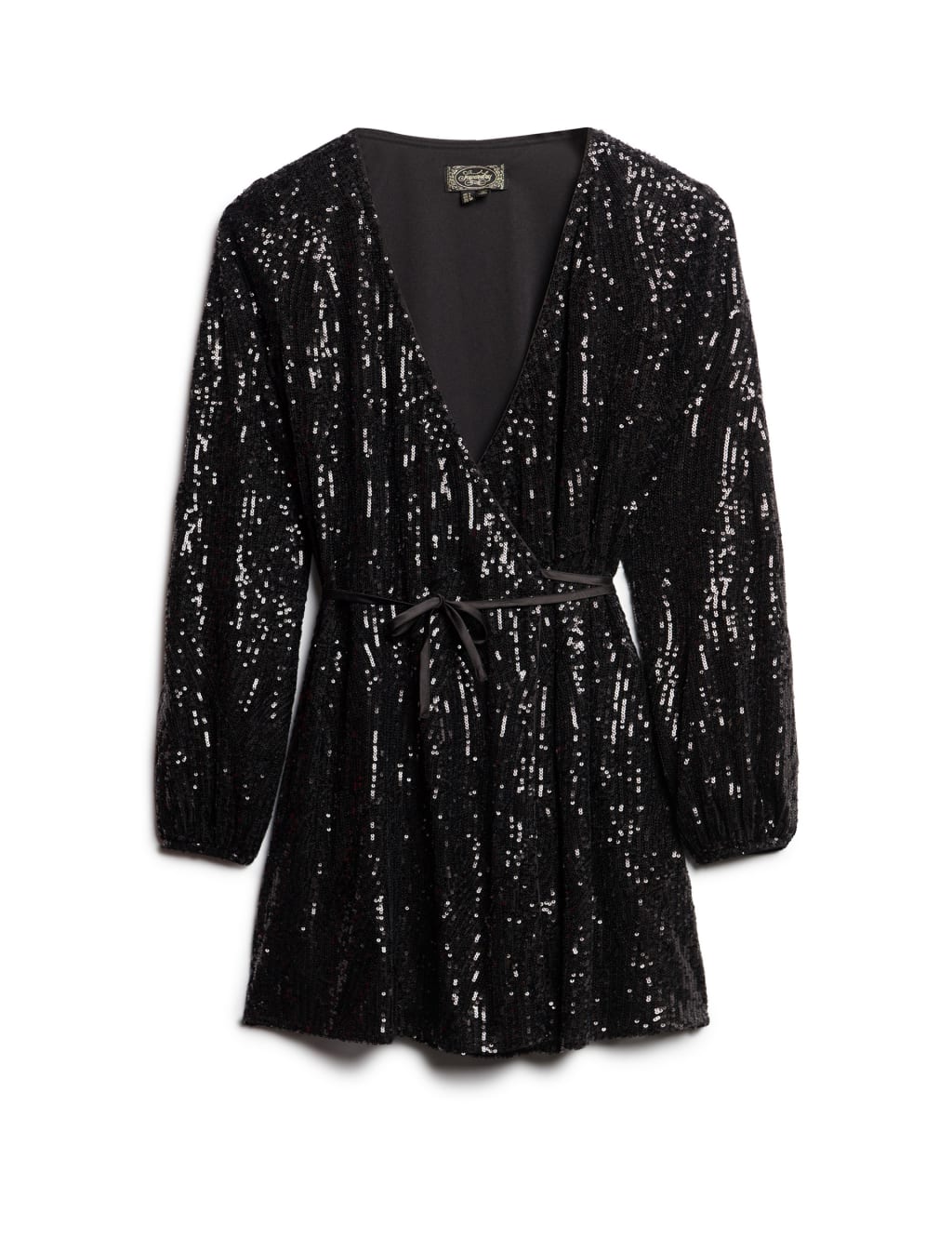 Sequin V-Neck Mini Wrap Dress | Superdry | M&S