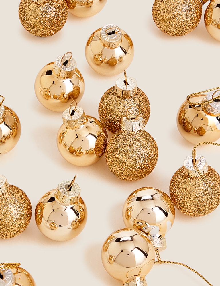 Set of 18 Mini Glass Christmas Baubles | M&S