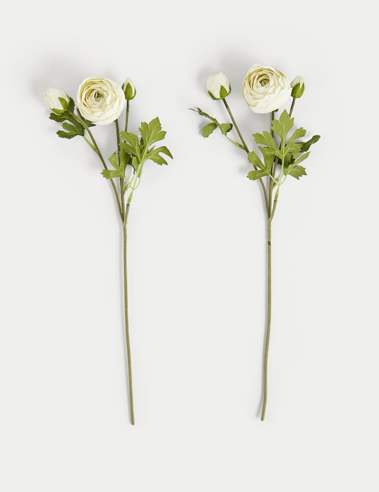 Set of 2 Artificial Ranunculus Real Touch Stems | Moss & Sweetpea | M&S