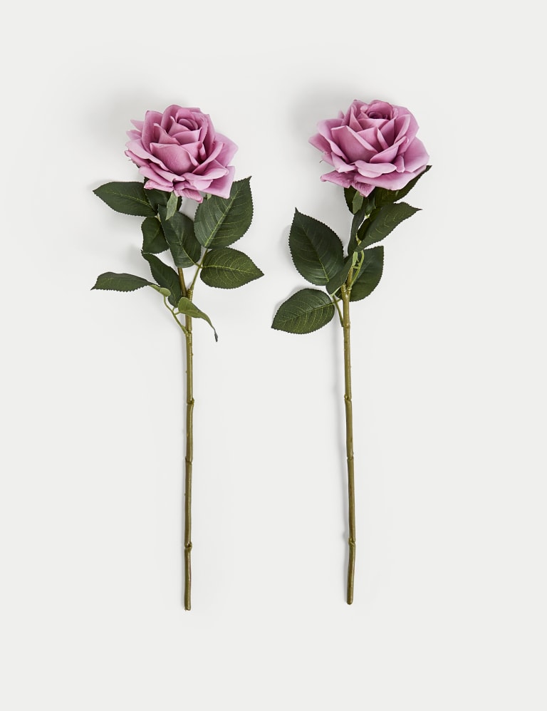 Set of 2 Artificial Real Touch Rose Stems | Moss & Sweetpea | M&S