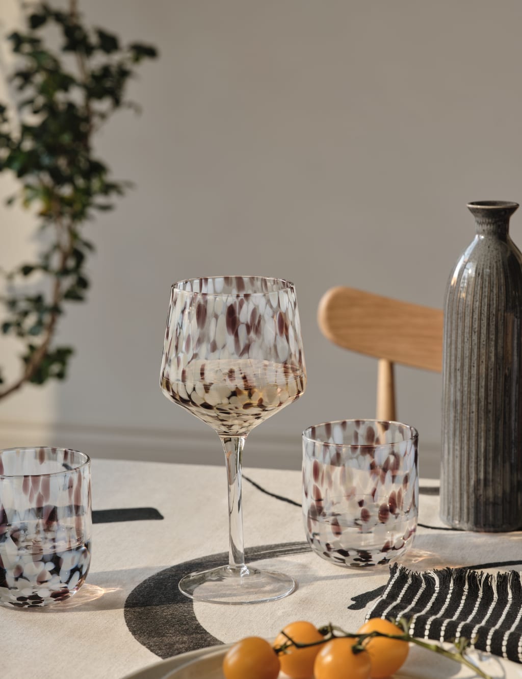 Set Of 2 Speckled Wine Glasses Mands Collection Mands