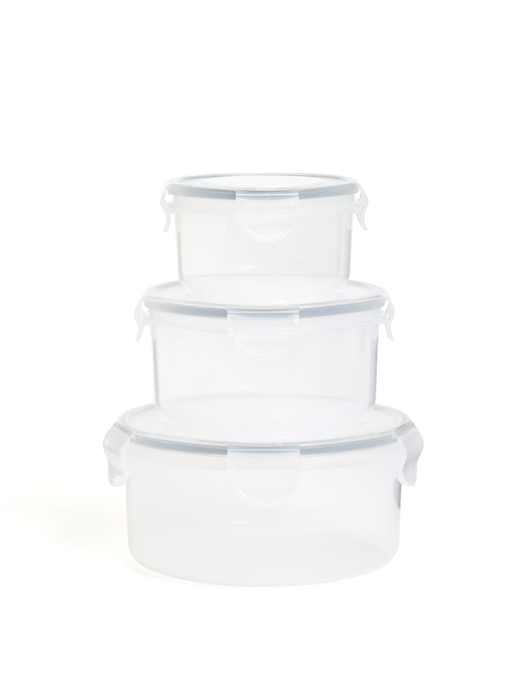 Set of 3 Round Clip Storage Containers | M&S Collection | M&S