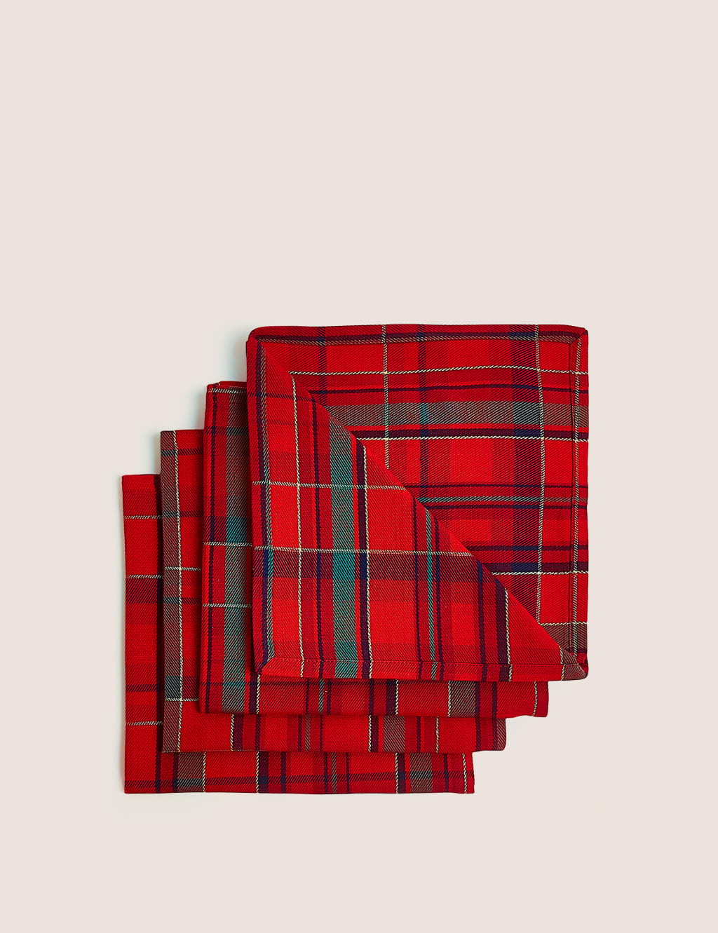 Buy Set of 4 Cotton Mix Tartan Napkins | M&S
