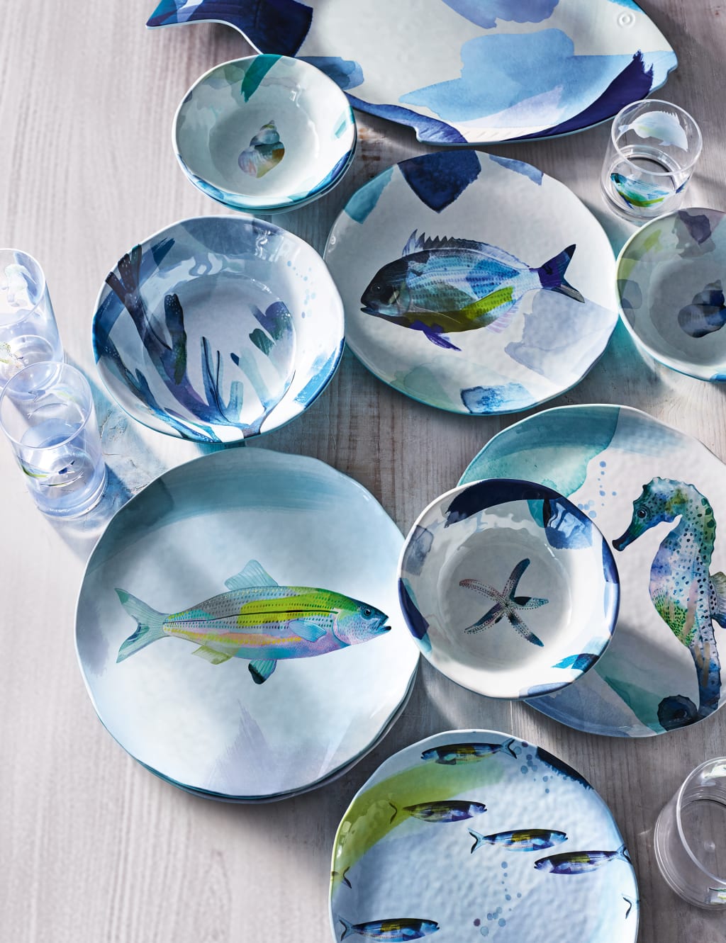 Set of 4 Nautical Dinner Plates | M&S