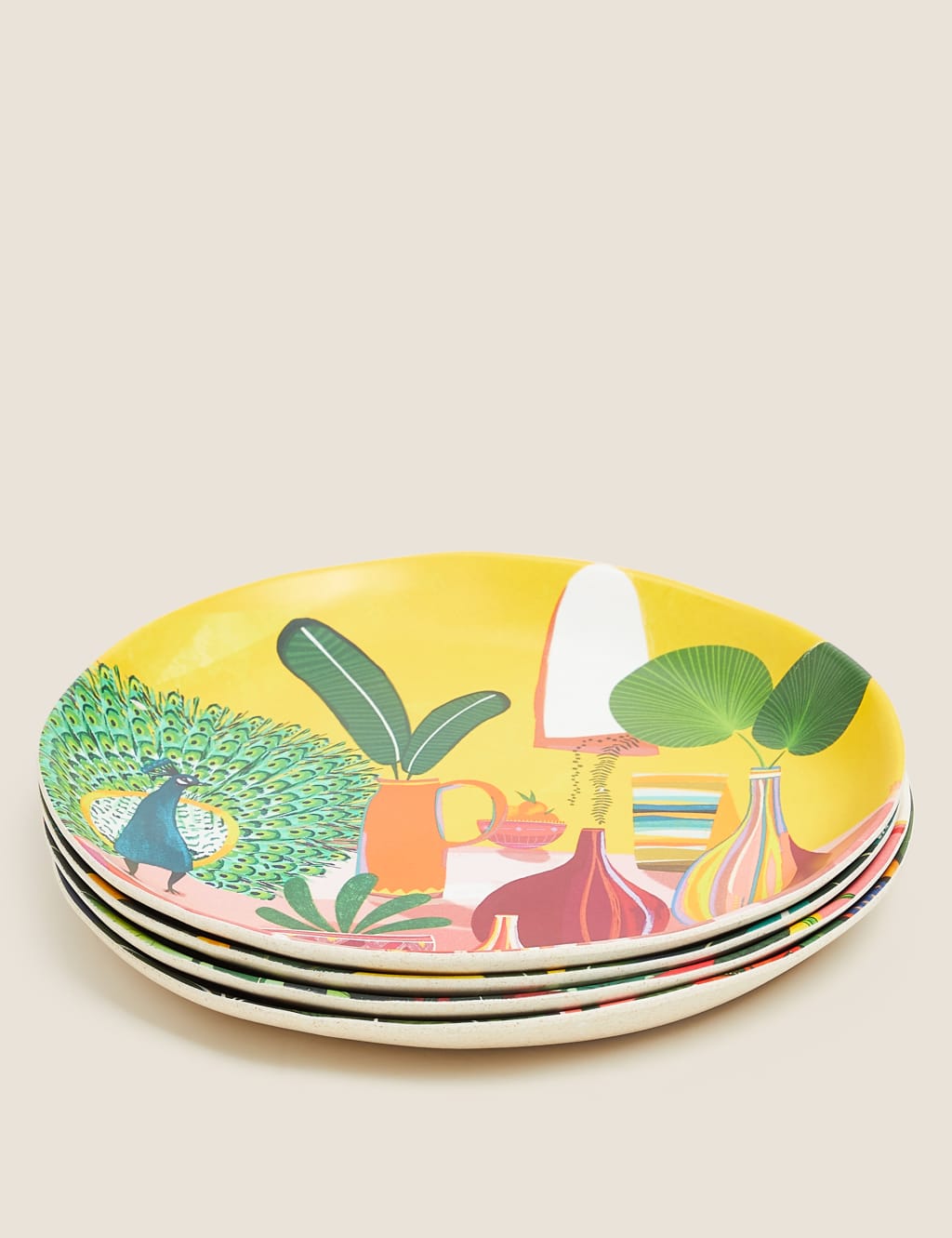 Set of 4 Tropical Jungle Picnic Side Plates | M&S