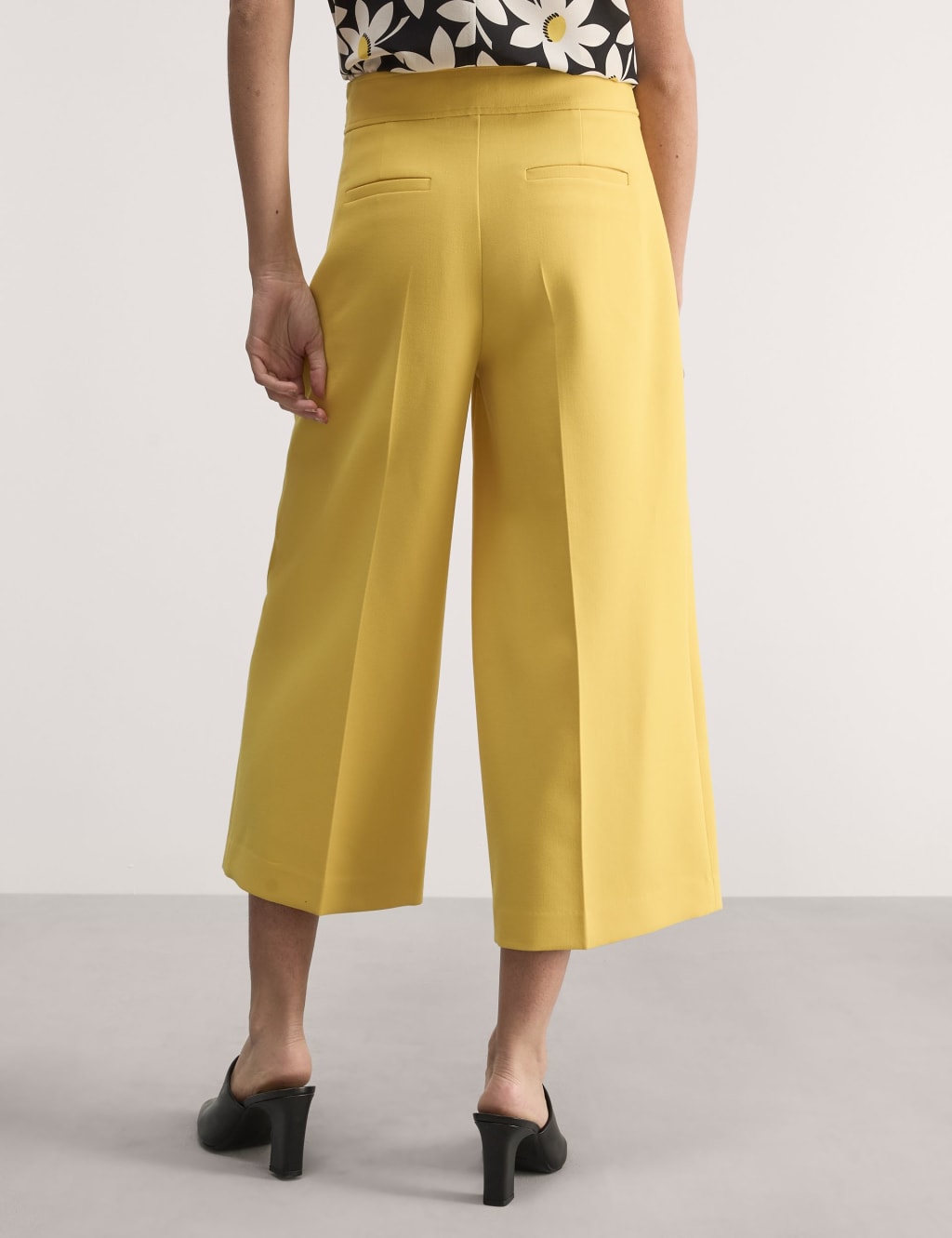 Side Zip Wide Leg Cropped Trousers | JAEGER | M&S