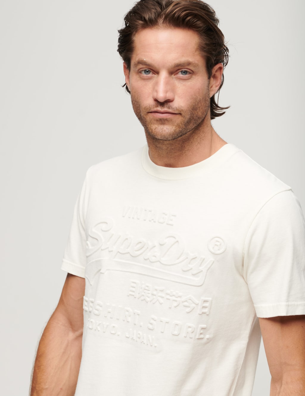 Slim Fit Pure Cotton Embossed T-Shirt | Superdry | M&S