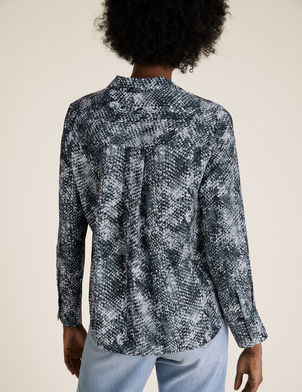 Snakeskin Print Collared Long Sleeve Blouse | M&S Collection | M&S