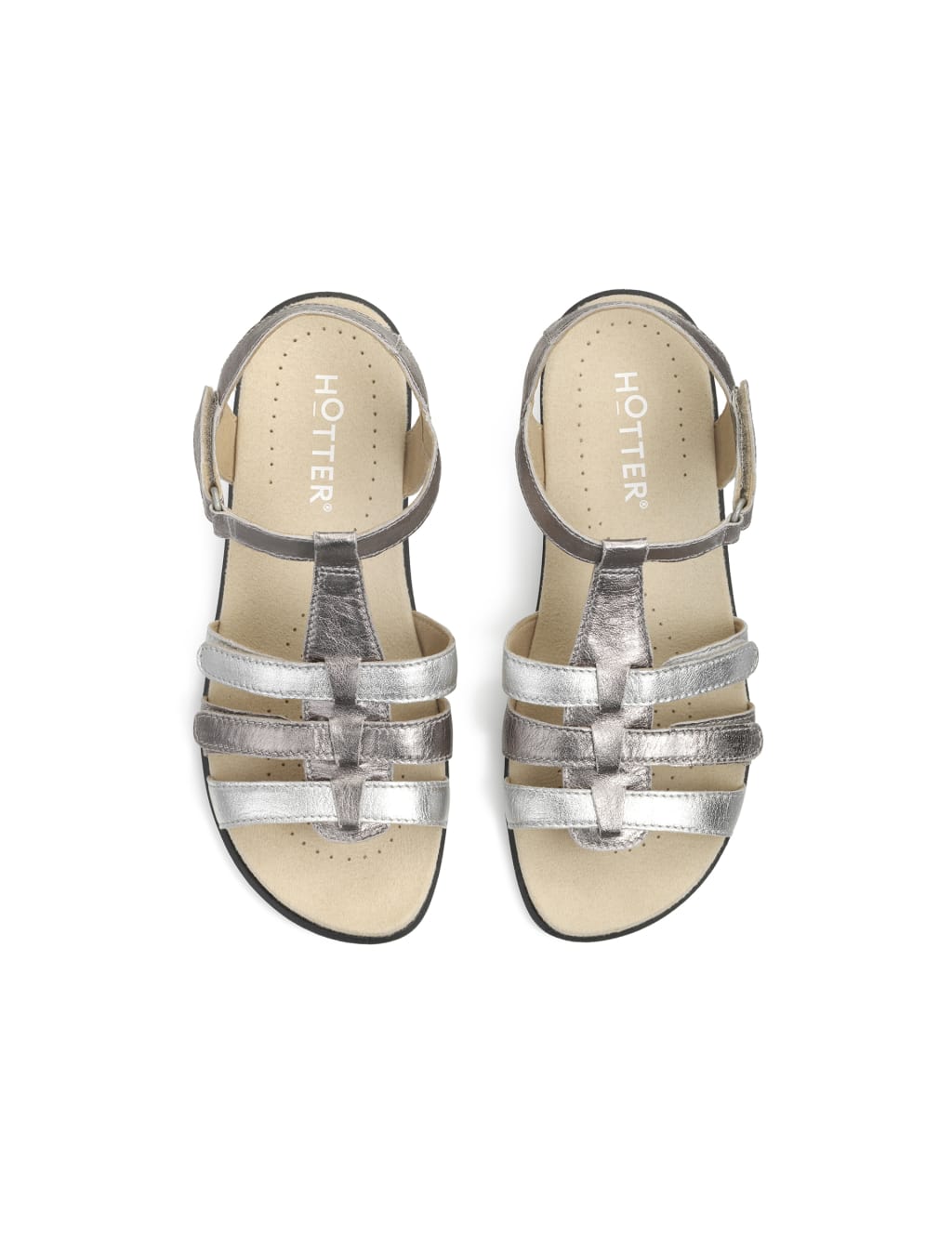 Sol Wide Fit Leather Metallic Sandals | Hotter | M&S