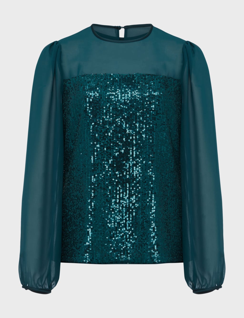 Sparkly Crew Neck Blouson Sleeve Top | HOBBS | M&S
