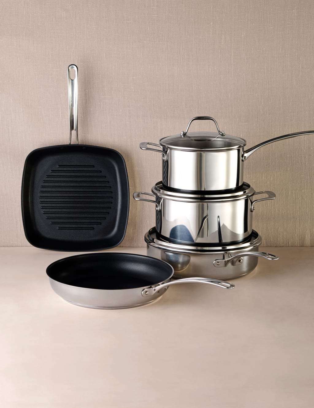 Stainless Steel 27cm Large Non-Stick Griddle Pan | M&S Collection | M&S