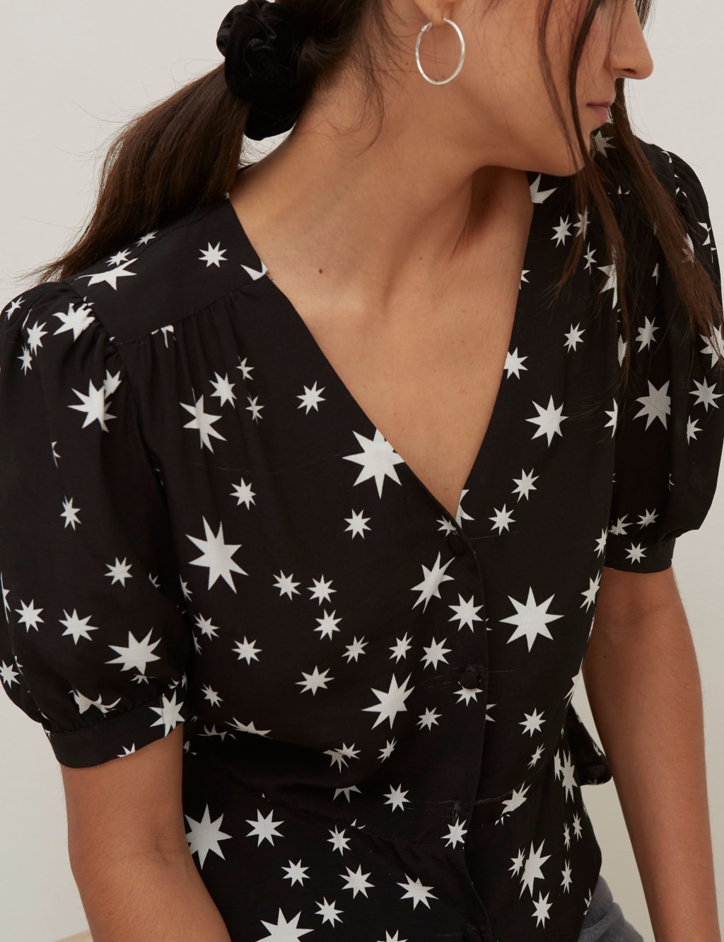 Star Print V-Neck Short Sleeve Blouse | Nobody's Child | M&S