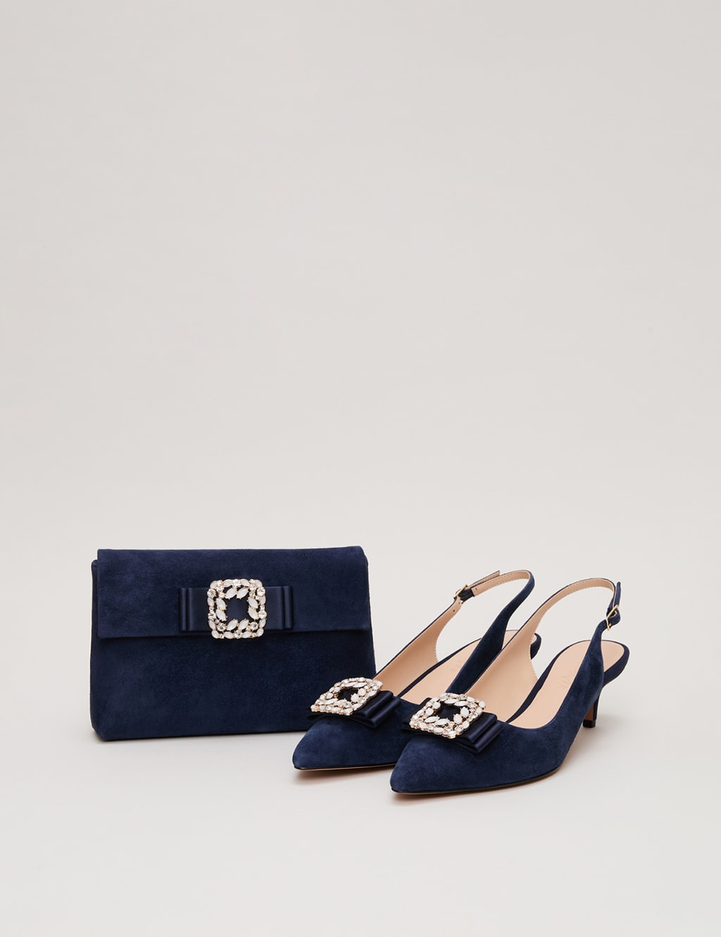 Suede Embellished Kitten Heel Court Shoes | Phase Eight | M&S