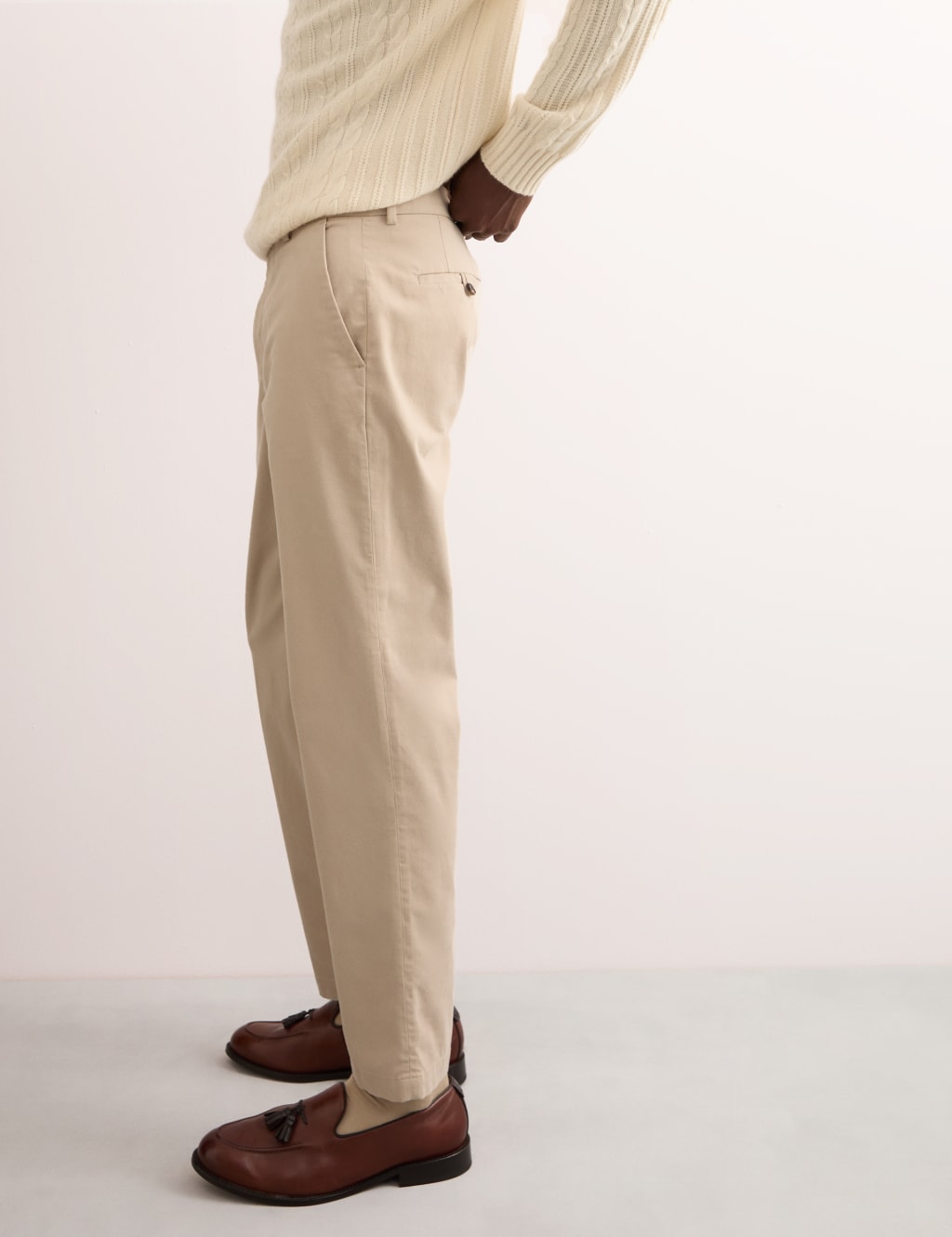 Tapered Fit Italian Flat Front Chinos | JAEGER | M&S