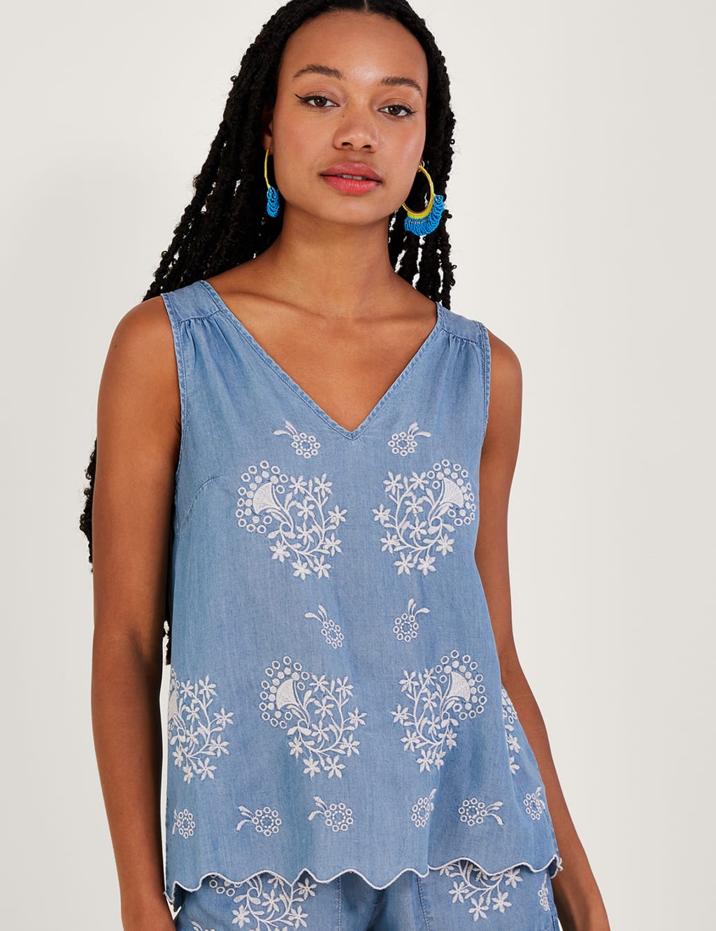 Tencel™ Denim Embroidered Cami Top | Monsoon | M&S