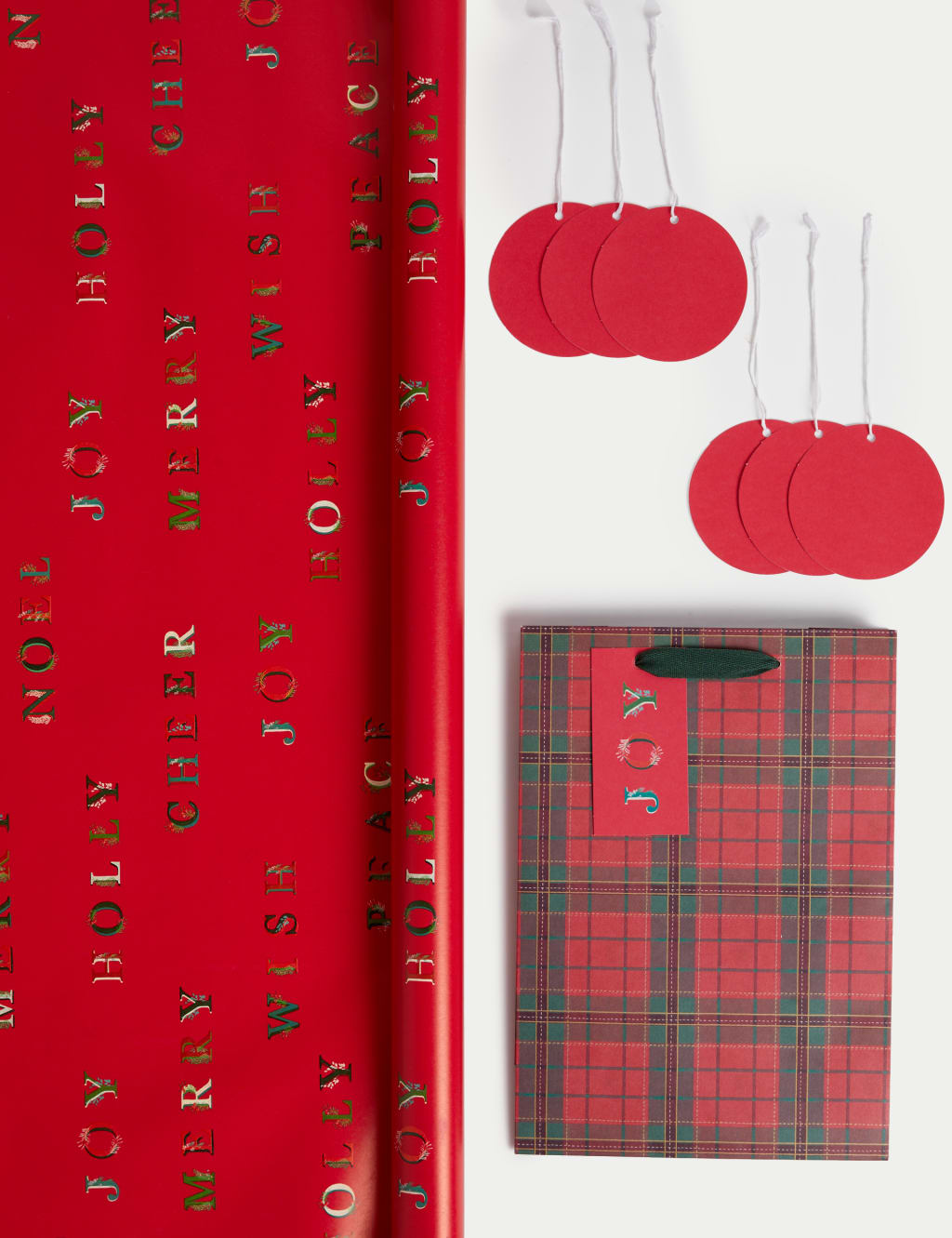 Text & Tartan 3M Christmas Gift Wrap, Gift Tags & Gift Bag Pack | M&S