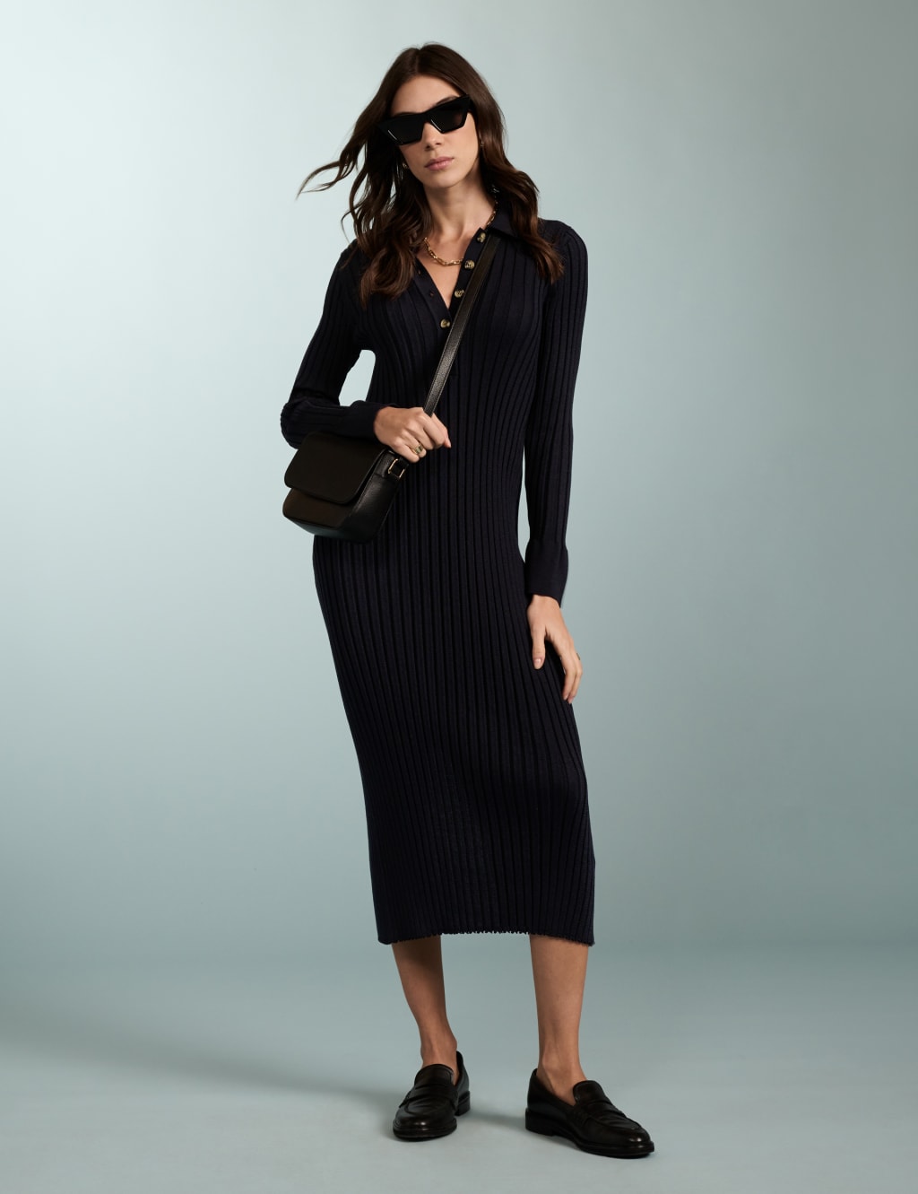 Textured Button Front Midaxi Bodycon Dress | BAUKJEN | M&S