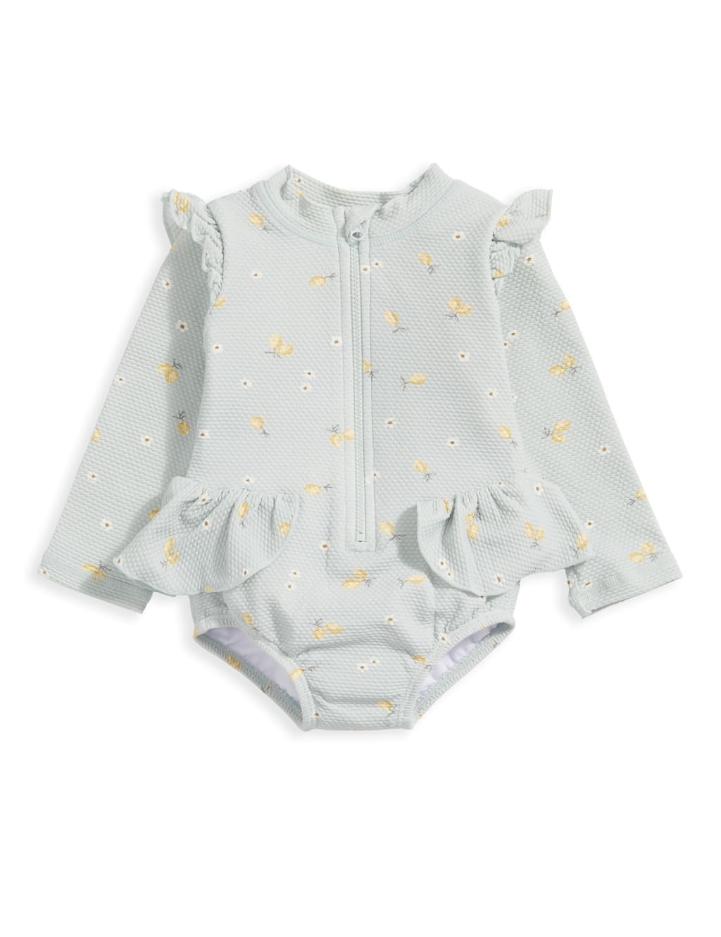 Textured Lemon Print Swimsuit (0-3 Yrs) | Mamas & Papas | M&S