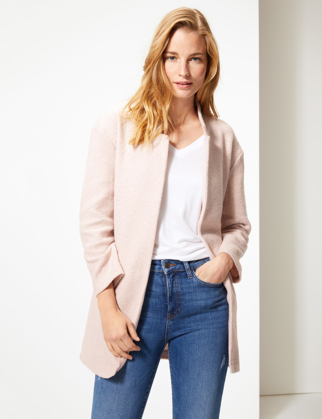 Textured Open Front Coat | M&S Collection | M&S