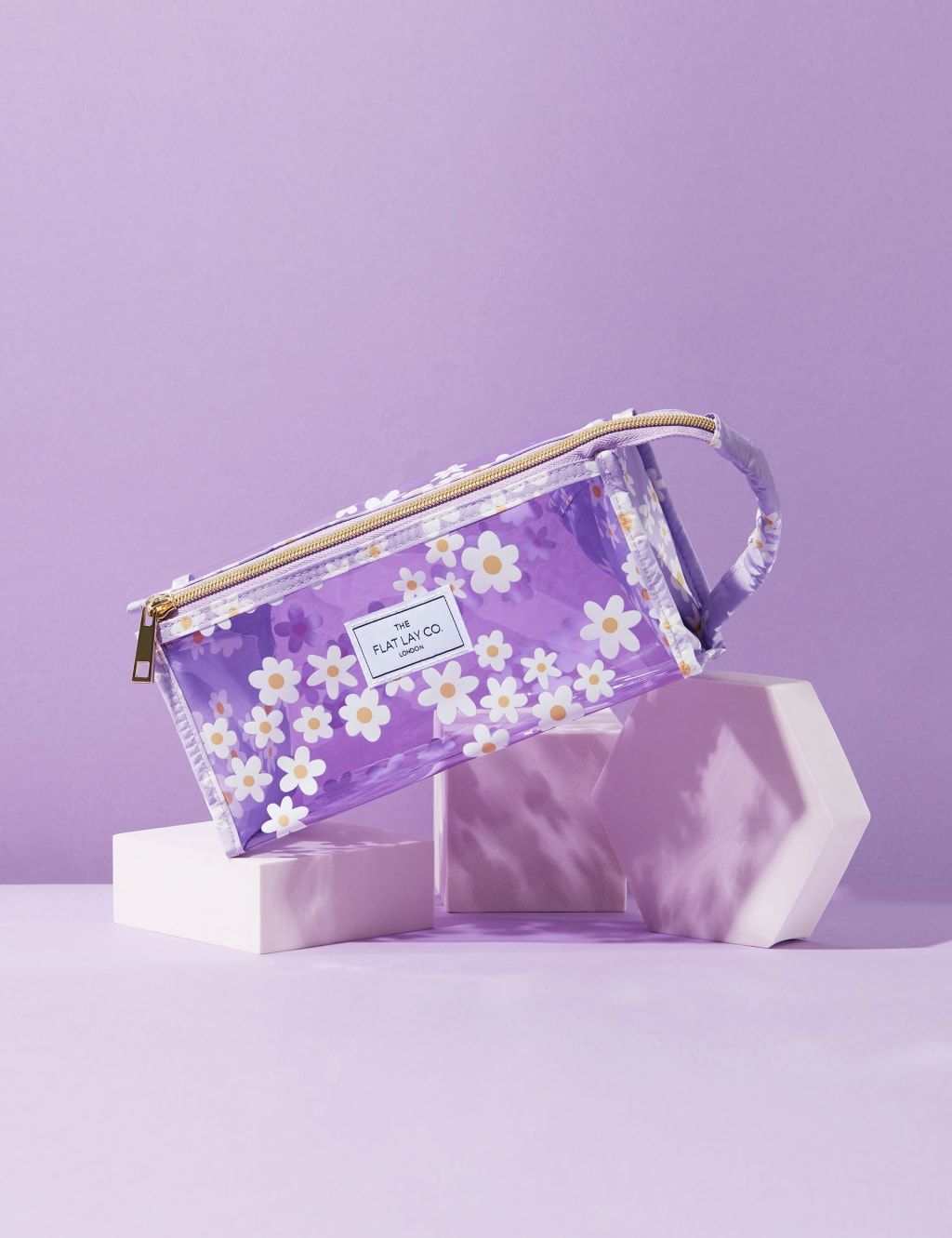 The Flat Lay Co. Makeup Jelly Box Bag in Lilac Daisy | Flat Lay Co | M&S