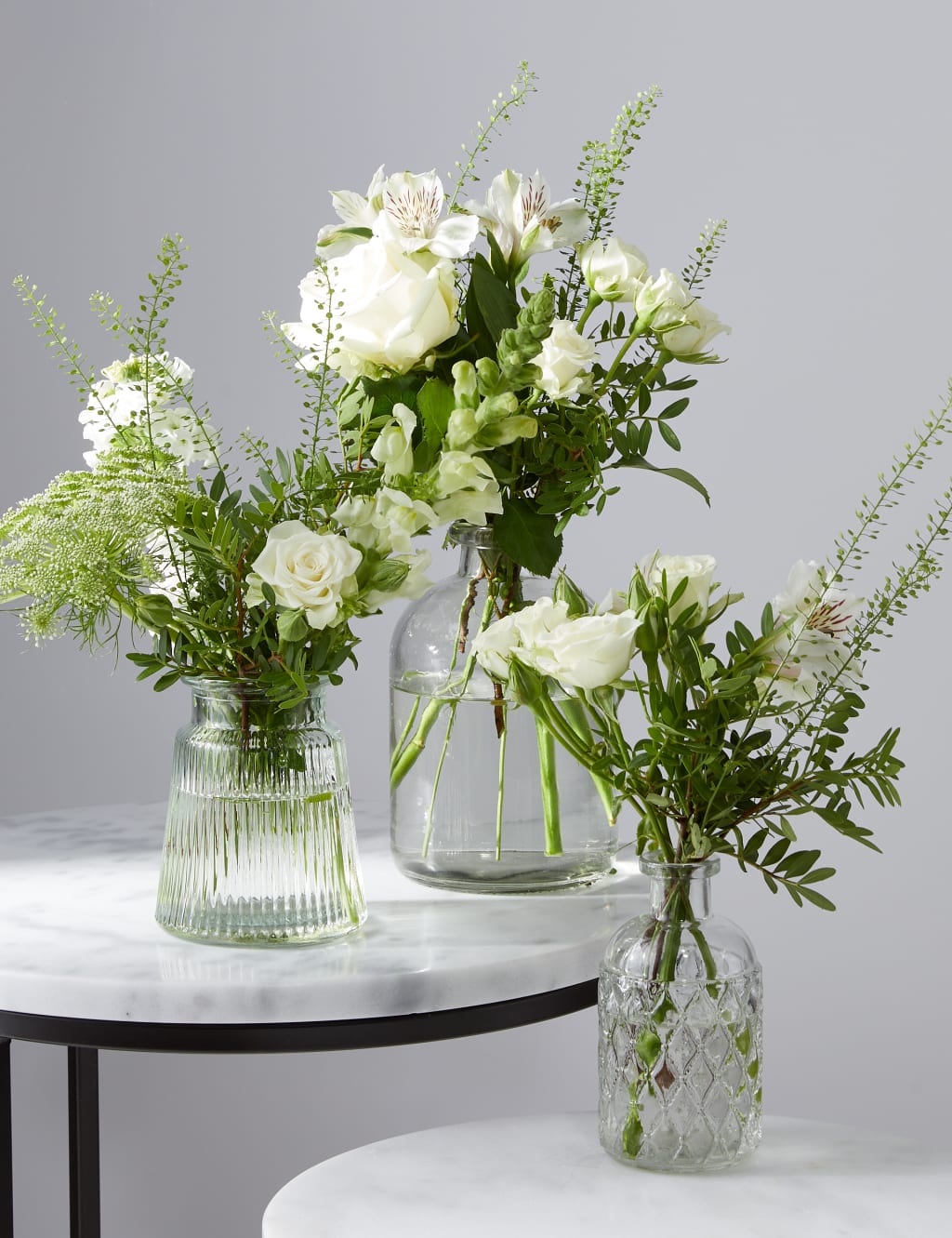 Three White Rose Posies with Bud Vases | M&S