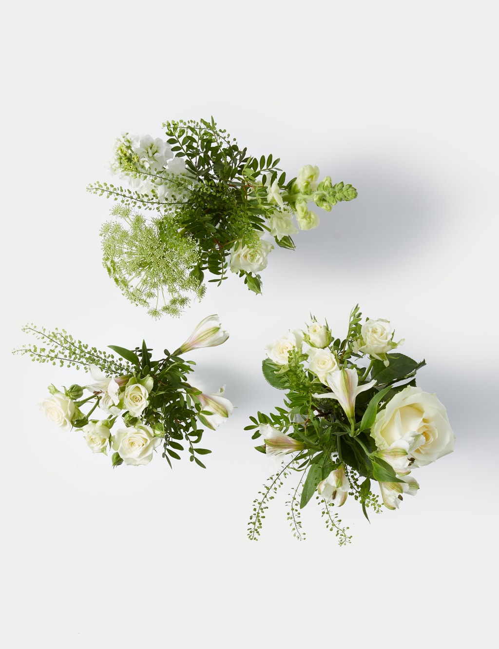 Three White Rose Posies with Bud Vases | M&S