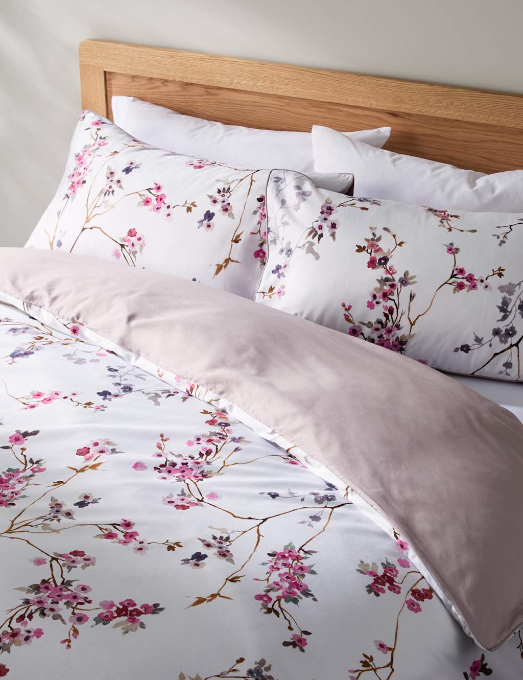 Trailing Cherry Blossom Sateen Bedding Set | M&S Collection | M&S
