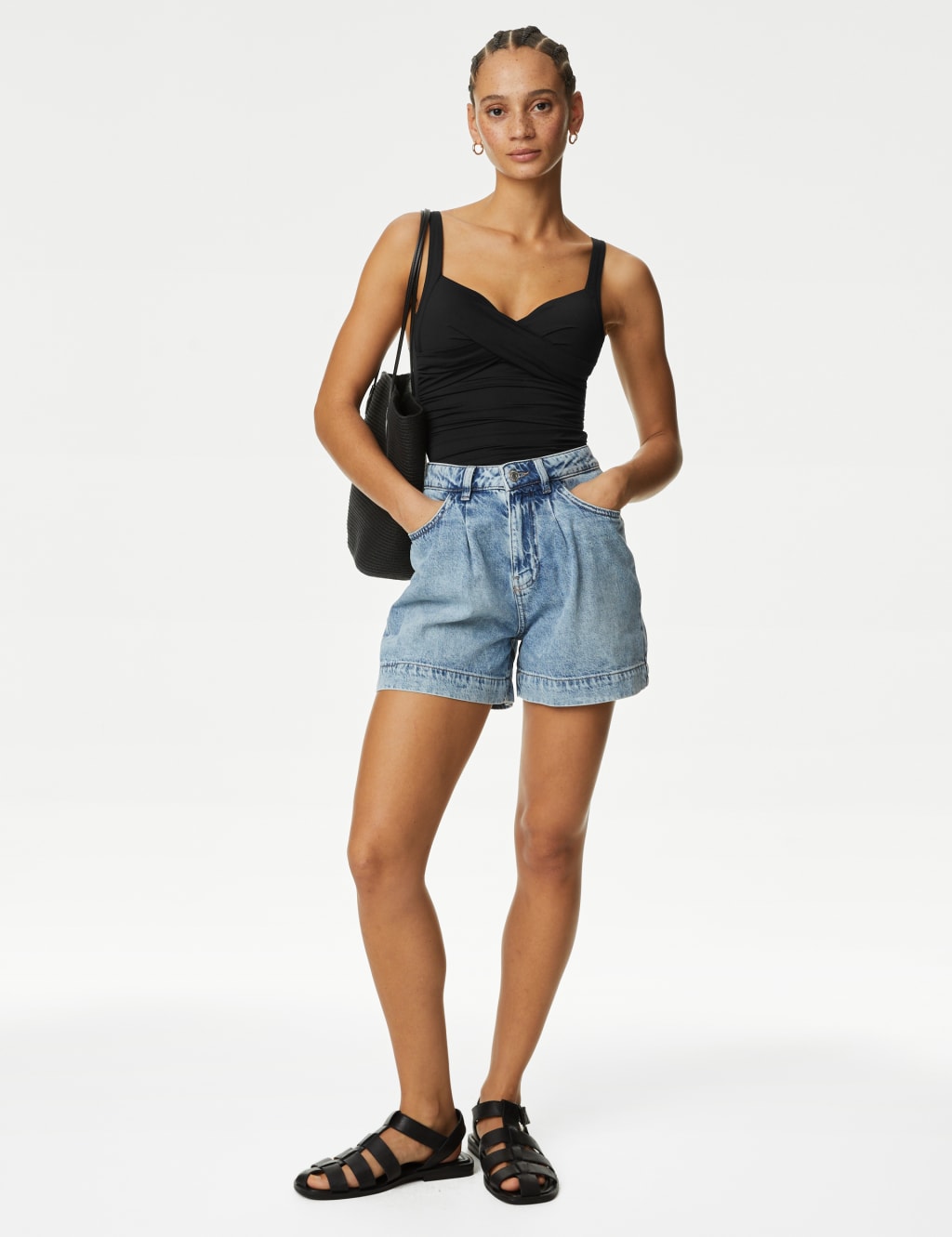 Tummy Control Padded Ruched Plunge Swimsuit | M&S Collection | M&S