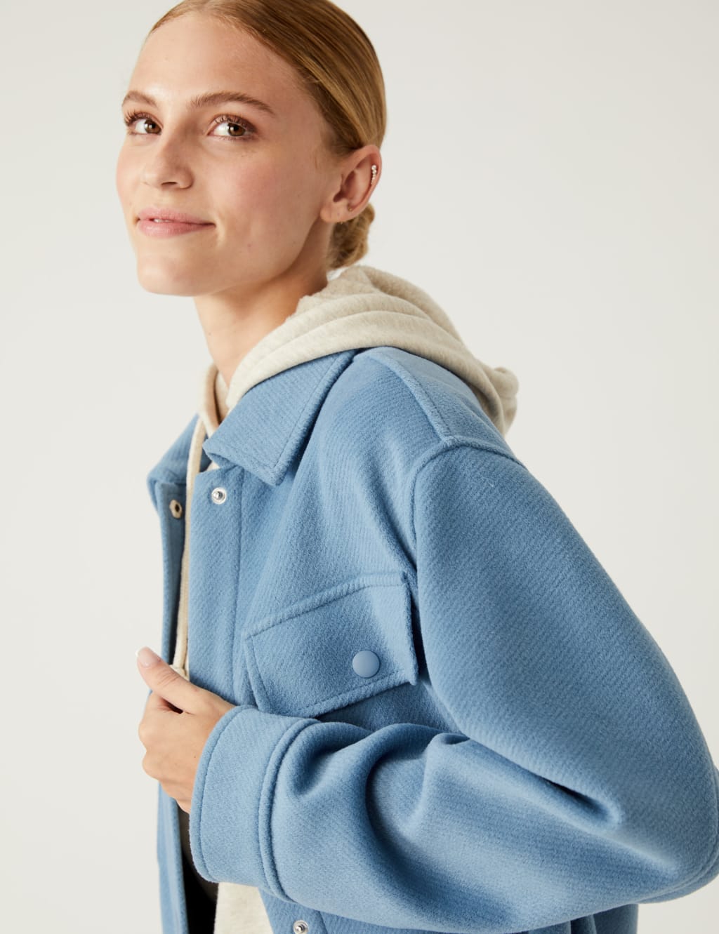 Twill Relaxed Collared Longline Shacket | M&S Collection | M&S