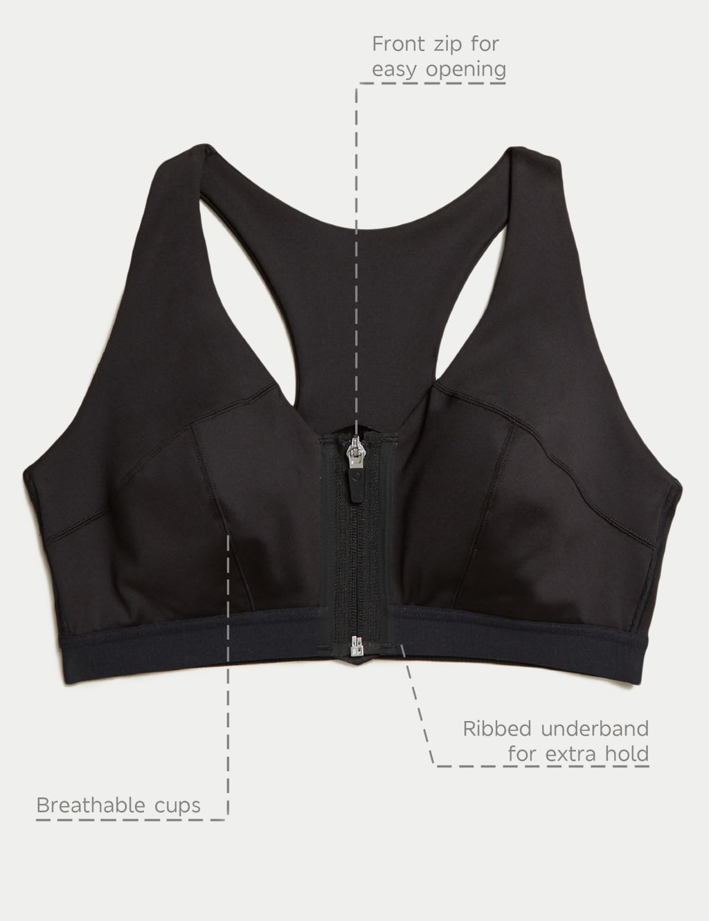 Ultimate Support Zip Front Sports Bra F-H | Goodmove | M&S