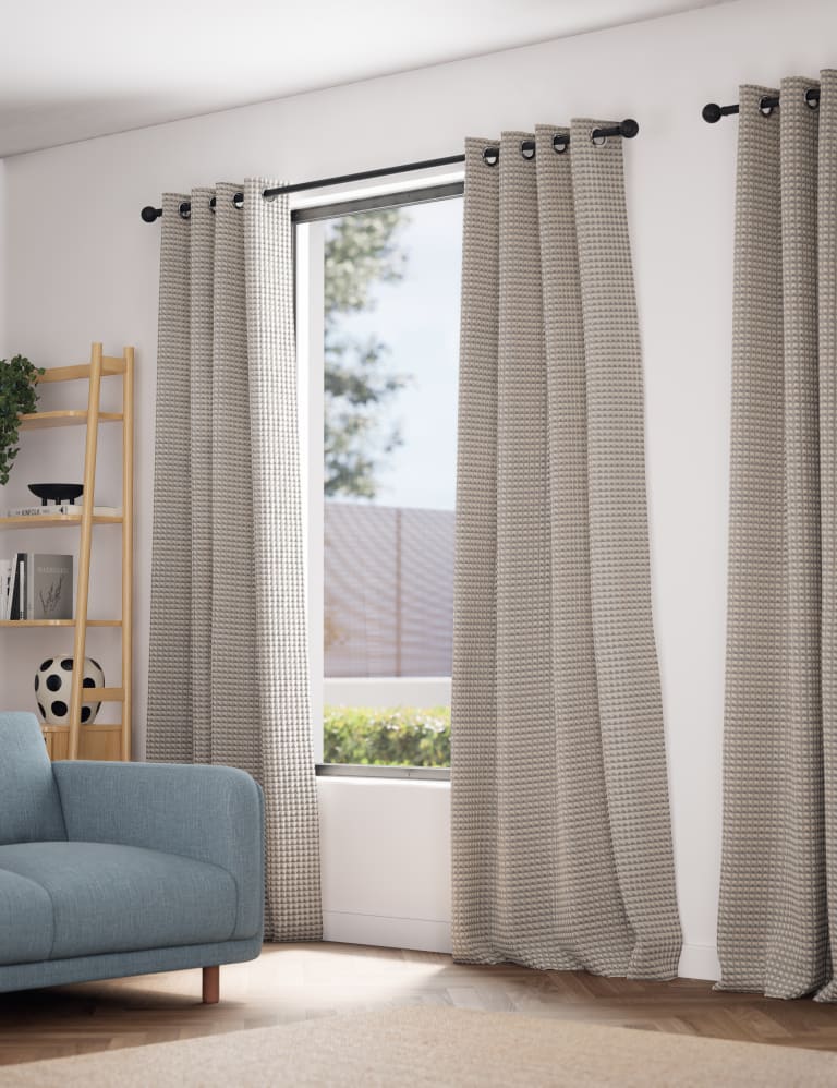 Velvet Geometric Eyelet Curtains | M&S Collection | M&S