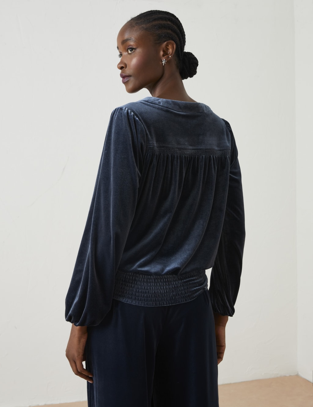 Velvet V-Neck Tie Front Wrap Top | FatFace | M&S