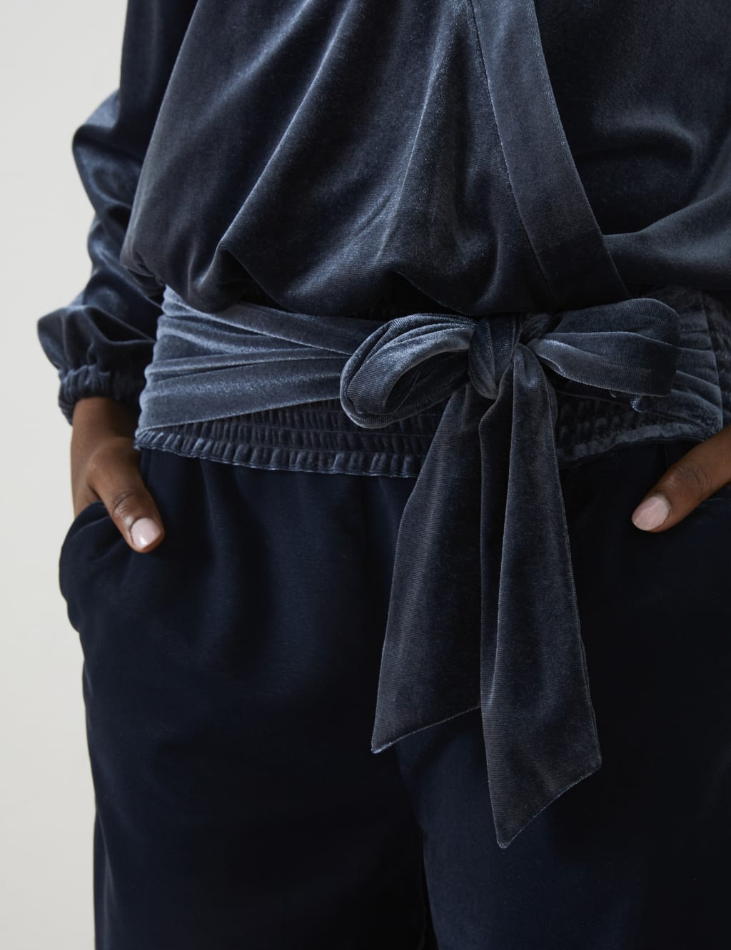 Velvet V-Neck Tie Front Wrap Top | FatFace | M&S