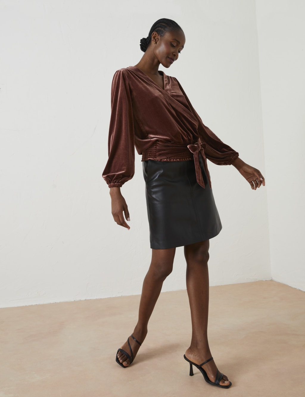 Velvet V-Neck Tie Front Wrap Top | FatFace | M&S