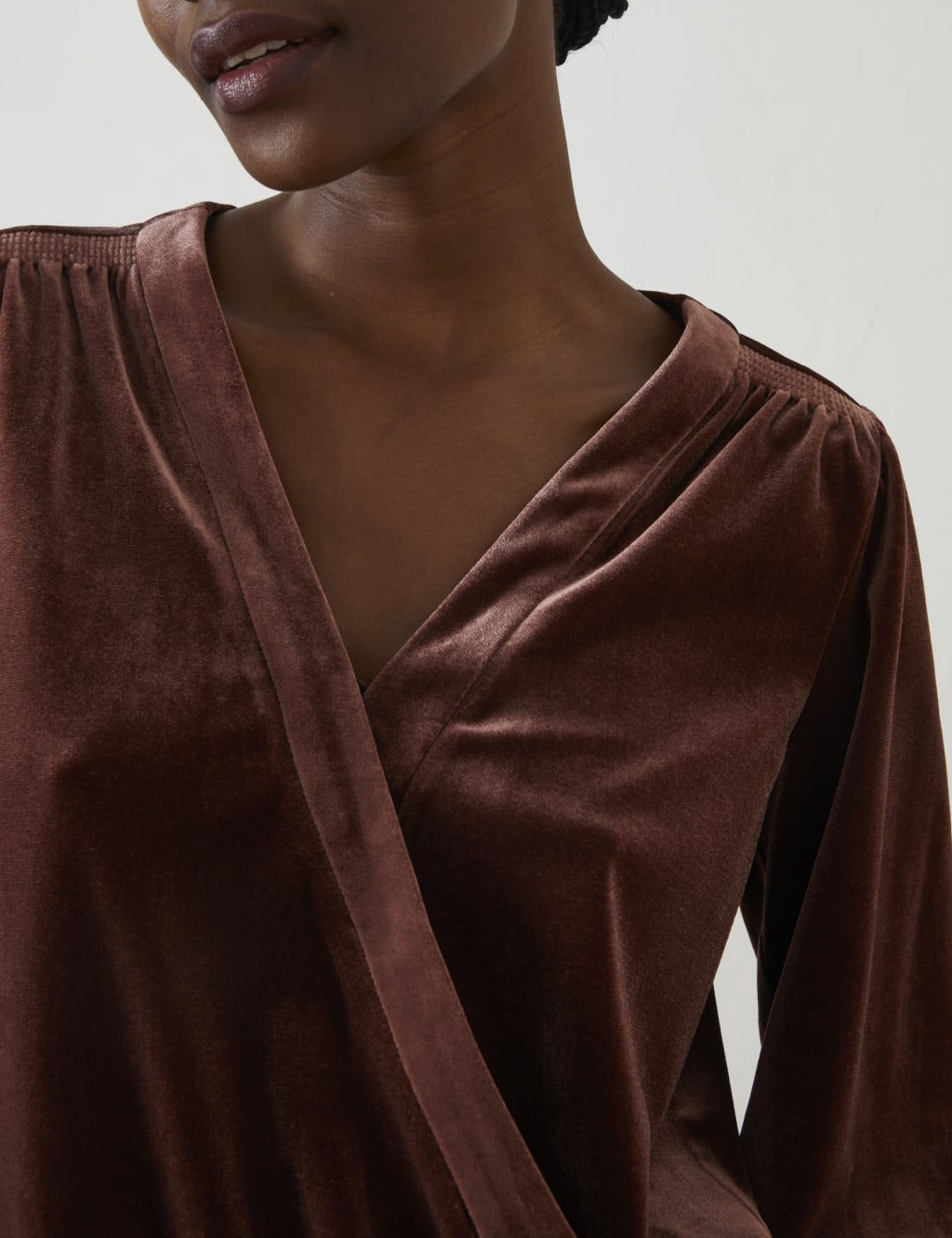 Velvet V-Neck Tie Front Wrap Top | FatFace | M&S