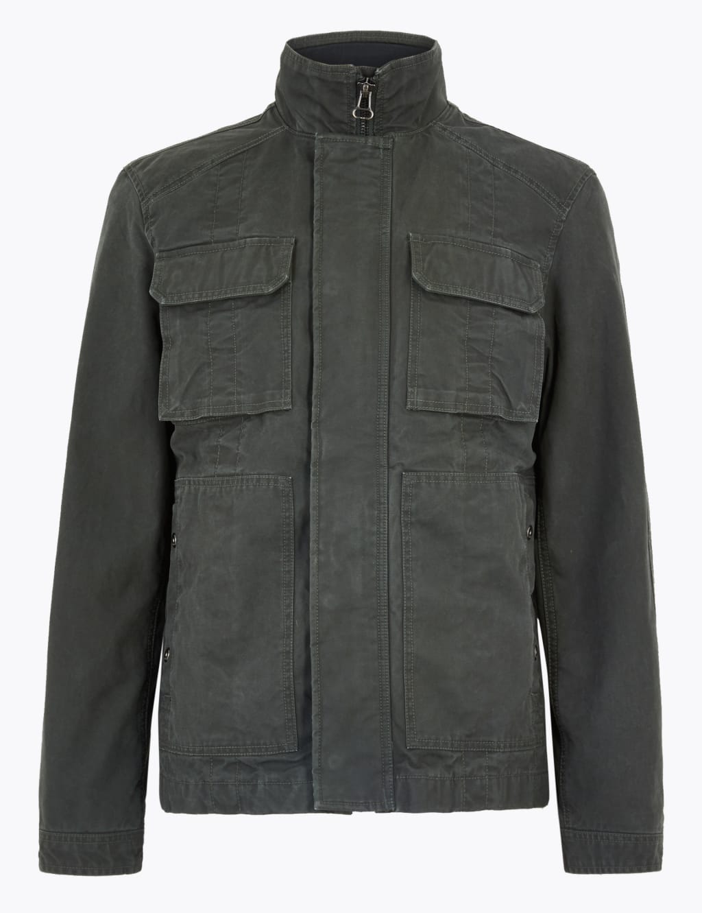 Washed Cotton Funnel Neck Utility Jacket | M&S Collection | M&S