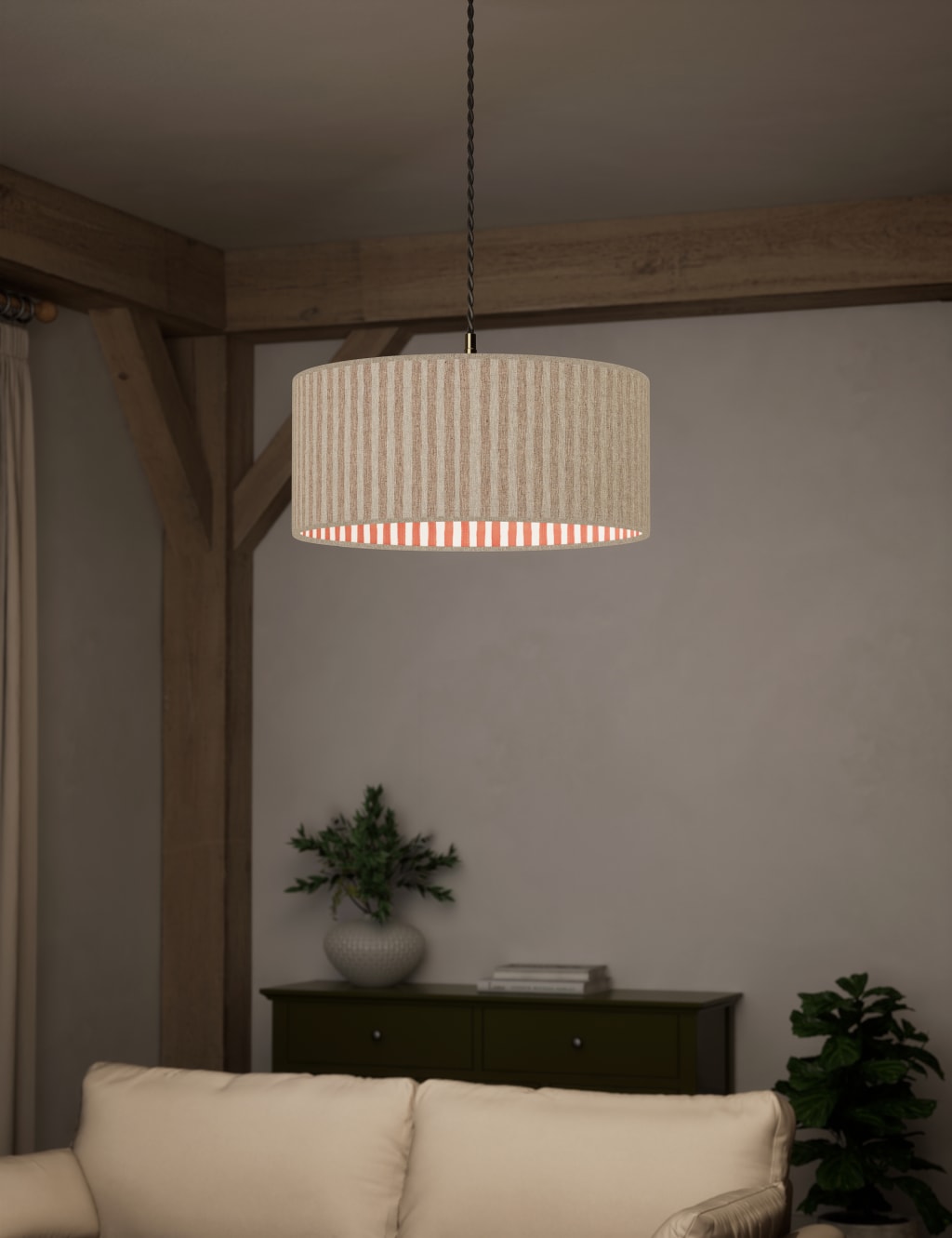 Watercolour Stripe Drum Lamp Shade | M&S Collection | M&S