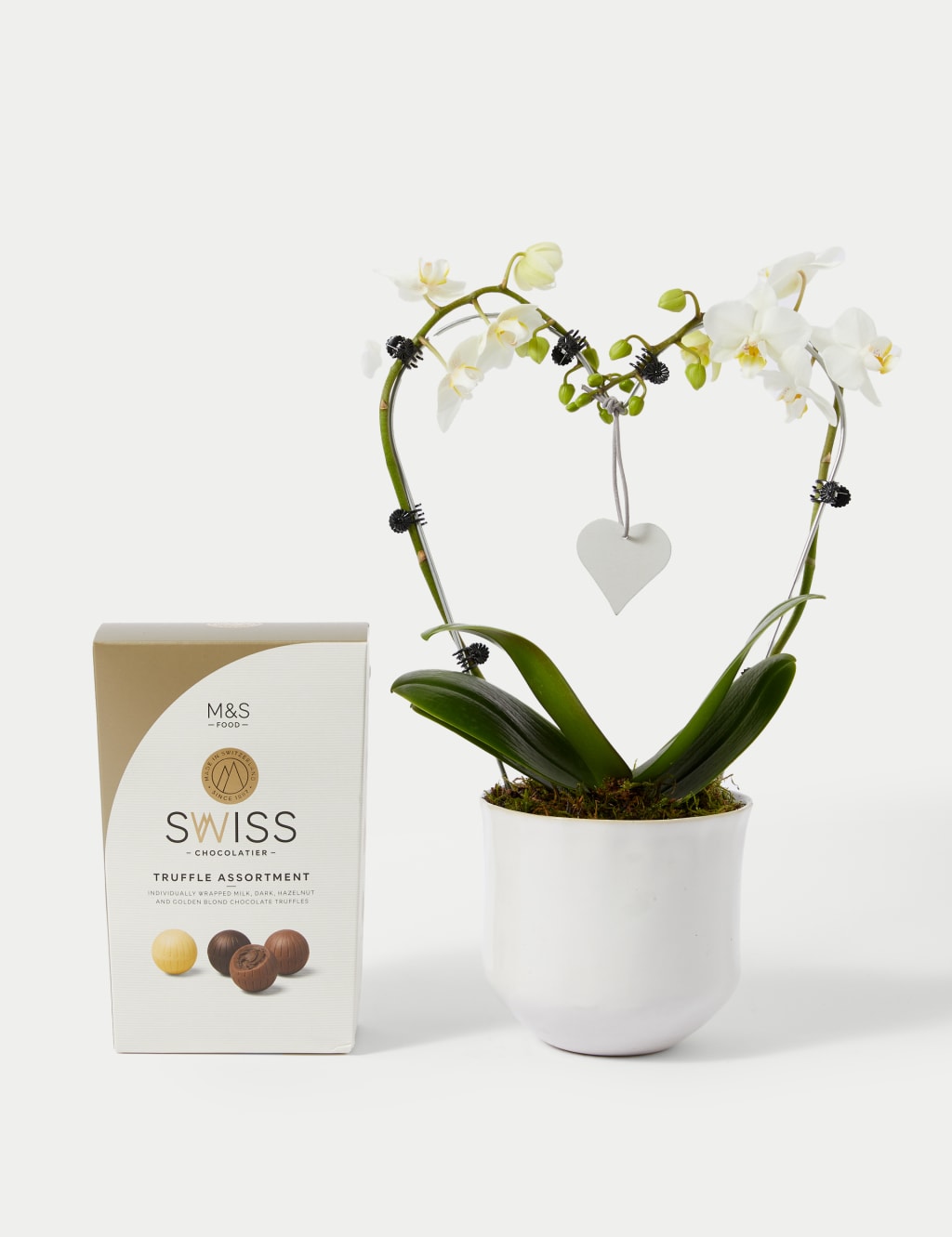 White Heart Orchid Ceramic & Swiss Truffles Bundle | M&S