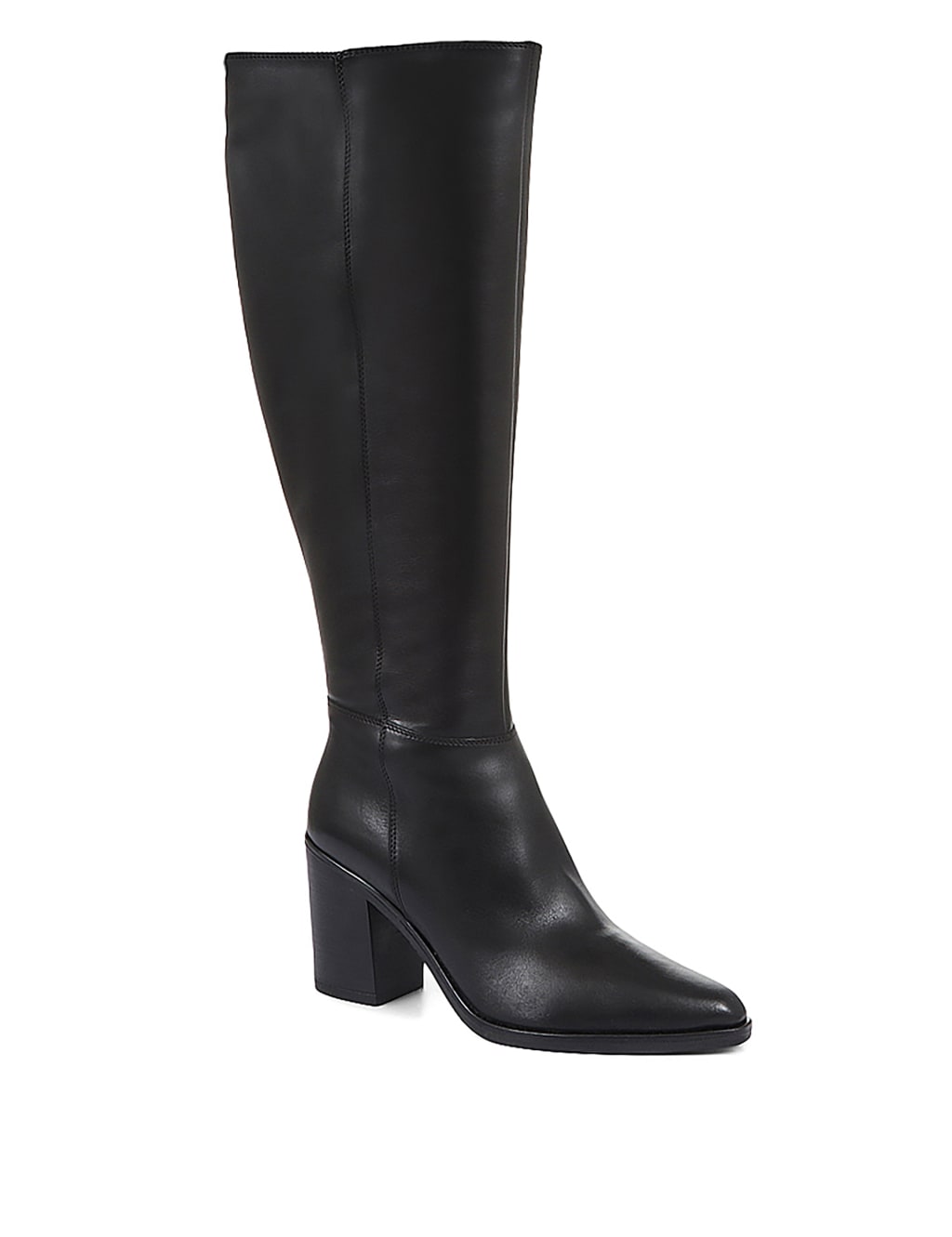 Wide Calf Leather Block Heel Knee High Boots | Jones Bootmaker | M&S