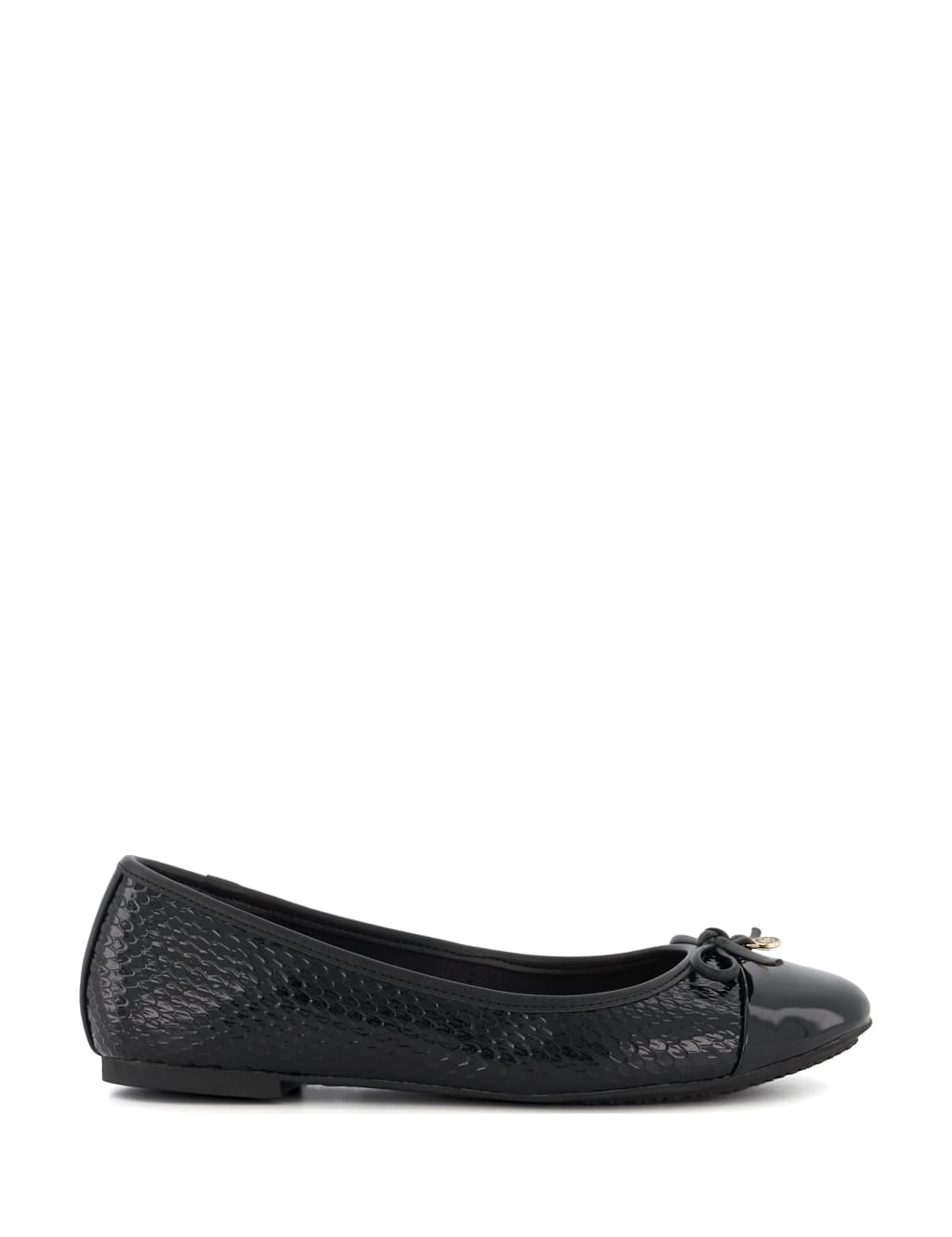 Wide Fit Patent Croc Bow Flat Ballet Pumps | Dune London | M&S