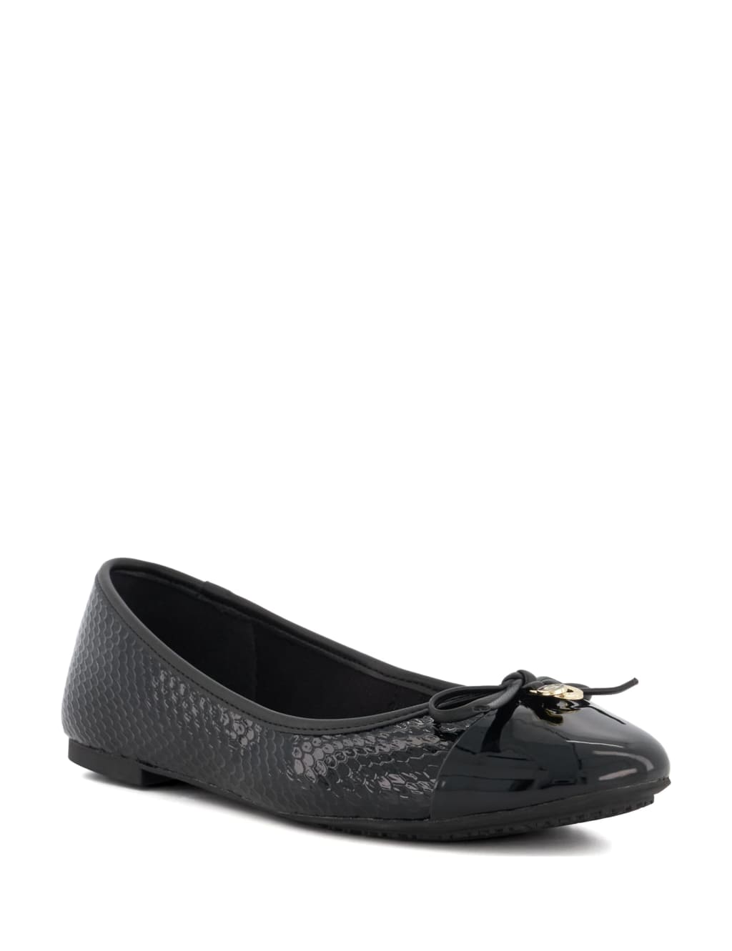 Wide Fit Patent Croc Bow Flat Ballet Pumps | Dune London | M&S