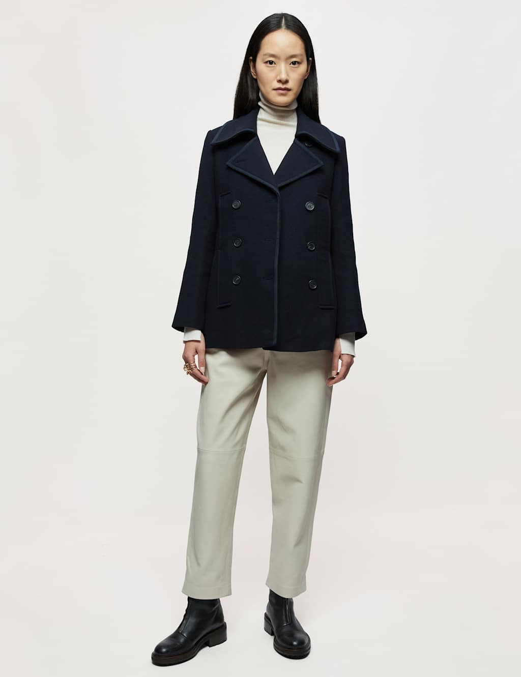 Wool Blend Double Breasted Short Pea Coat | Jigsaw | M&S
