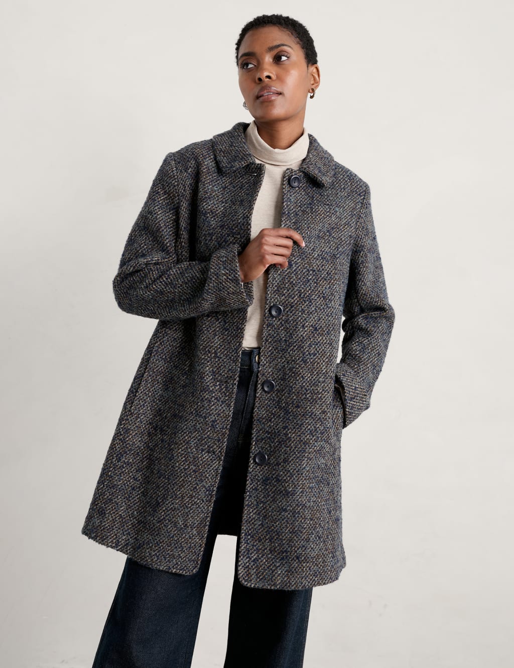 Wool Blend Textured Collared Coat | Seasalt Cornwall | M&S