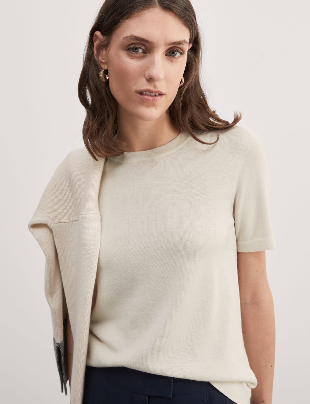 Wool Rich Knitted Top with Cashmere | JAEGER | M&S