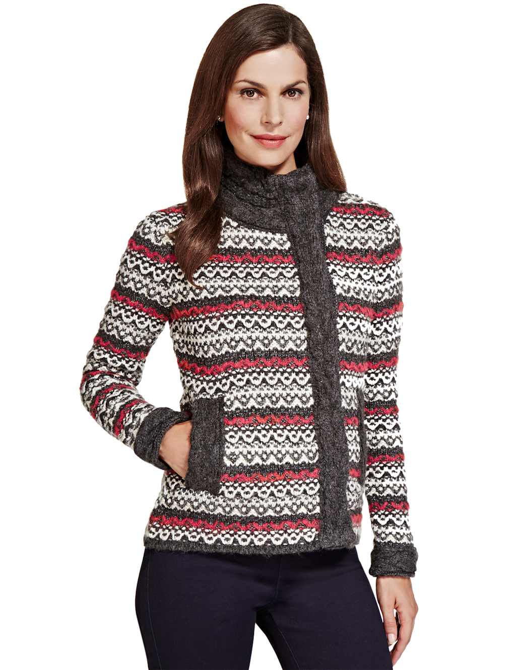 Zig Zag Stitch Funnel Neck Coatigan | Per Una | M&S